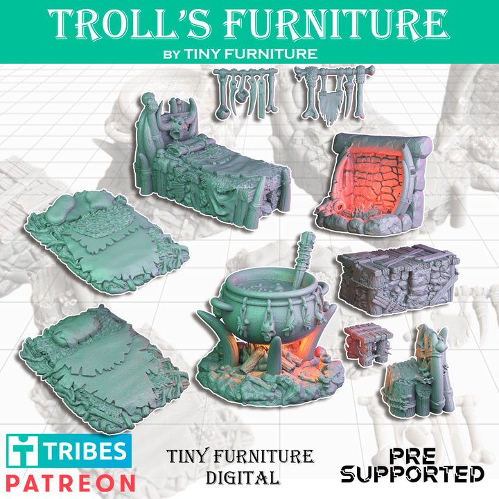 28mm Troll Or Orc Furniture Set Dungeons Dragons DnD D&D Monster Market ...
