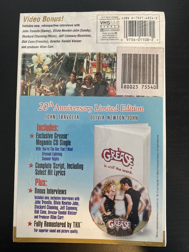 Grease (VHS, 1998, 20th Anniversary Edition). Brand New 97360110821| eBay