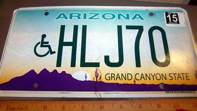 Arizona Handicap License plate, ex 1-15, Grand canyon state, printed ...