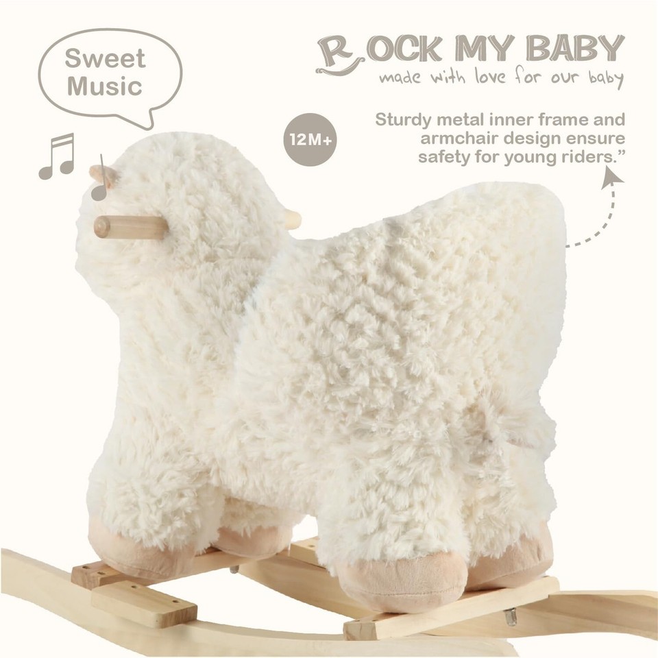 Baby Rocking Horse Alpaca Llama with Chair, Plush Stuffed Animal Rocker ...
