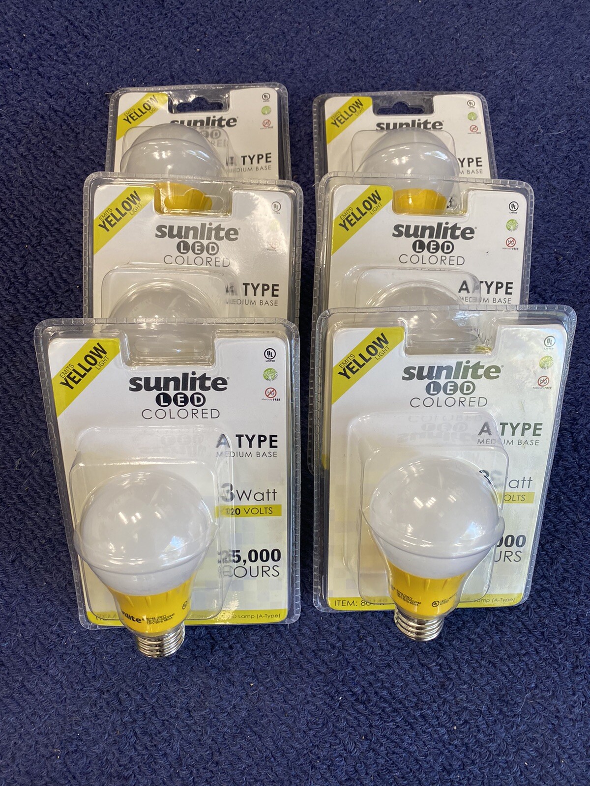 Sunlite 80149 Yellow LED A19 3 Watt Medium Base 120 Volt UL Listed LED ...