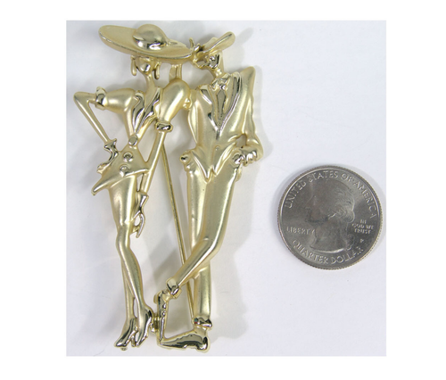 Vintage Jazz Age Brooch Pin Fashionista Couple Zoot Suit Big Hat 3” | eBay
