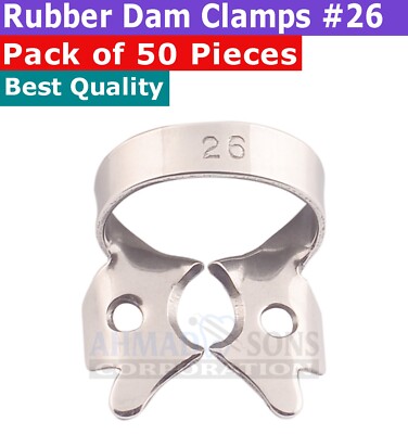 50 Pcs Dental Rubber Dam Clamp #26 Winged Endodontics Small Lower ...