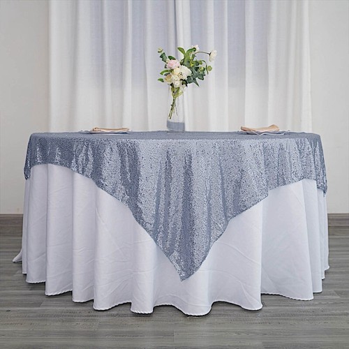 Dusty Blue SEQUIN 60x60" TABLE OVERLAY Sparkly Wedding Catering Event ...
