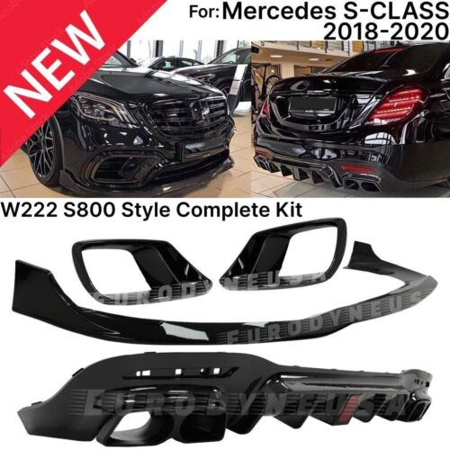 For Mercedes W222 S63 S65 AMG Rear Bumper Diffuser W/Exhaust Tips 2018 ...