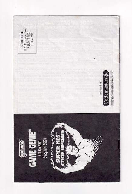Game Genie Code Update Volume 2, No 2 Manual Super NES Book Galoob SNES ...