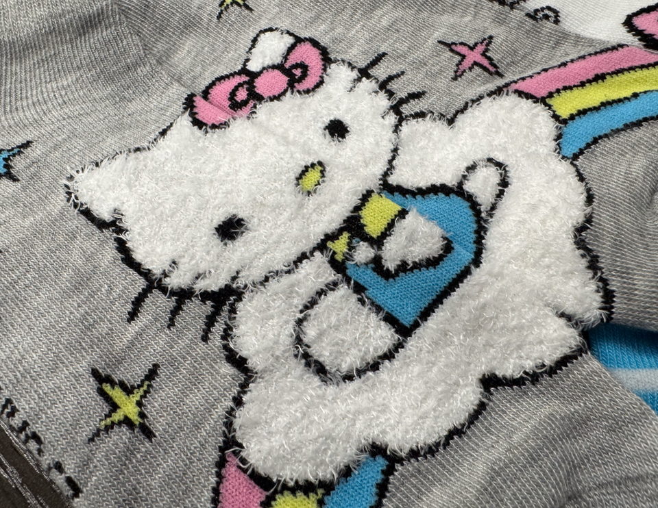 Brand New - Ladies - Fuzzy Hello Kitty - 5 Pair Low-Cut Socks - See ...