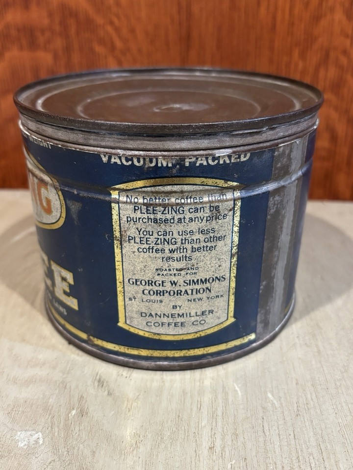 Vintage PLEE-ZING Empty Coffee Tin Can Key Wind With Lid | eBay