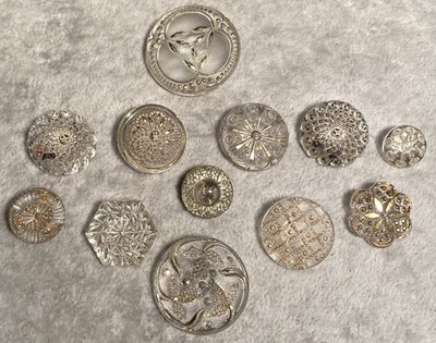 12Vintage Czech Republic Glass Buttons With Gold Painted Accent 3/8”-1 ...