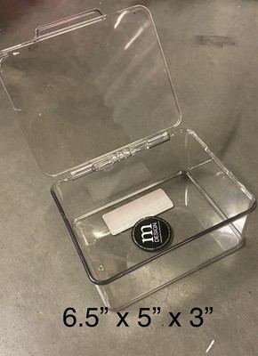 Thirty One LARGE CLEAR ACRYLIC STACKABLE BOX W/ HINGED LID 6.5” X 5” X ...