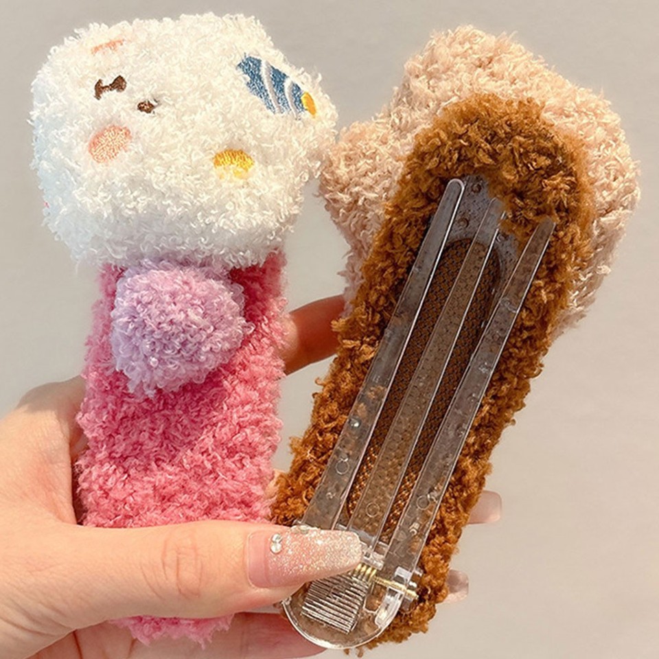 Cute Plush Bear Hair Clip For Women Girls Cartoon Acrylic Hair ...
