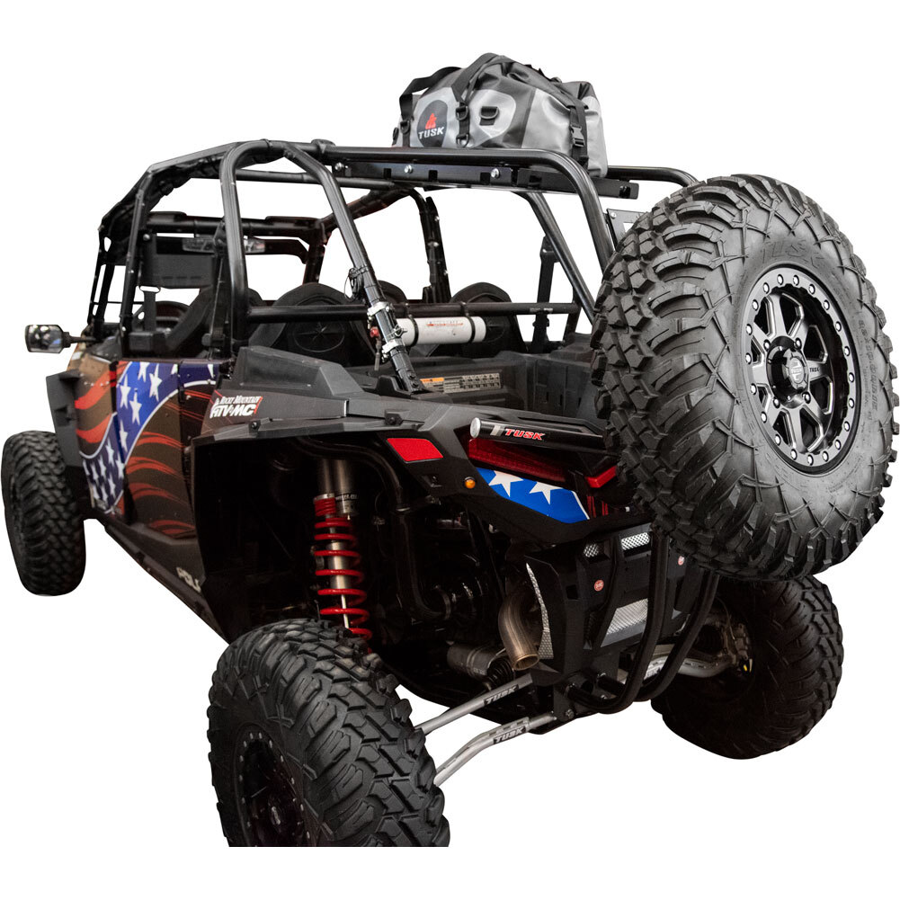 Tusk UTV Rear Bumper, Cargo Rack & Spare Tire Carrier for Polaris RZR ...