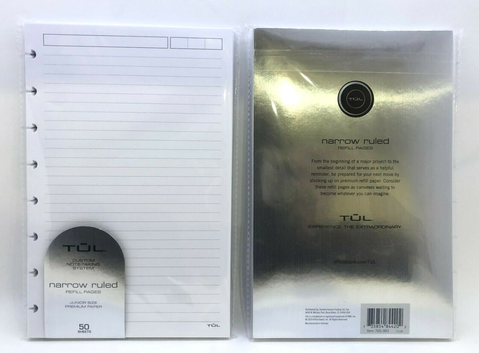 2 Pack of TUL Refill Pages, Junior Size, Narrow Ruled, 200 pages (100 ...