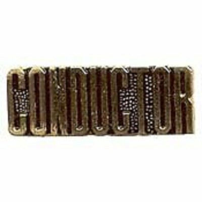 RAILROAD TRAIN CONDUCTOR GOLD SCRIPT LAPEL HAT PIN | eBay