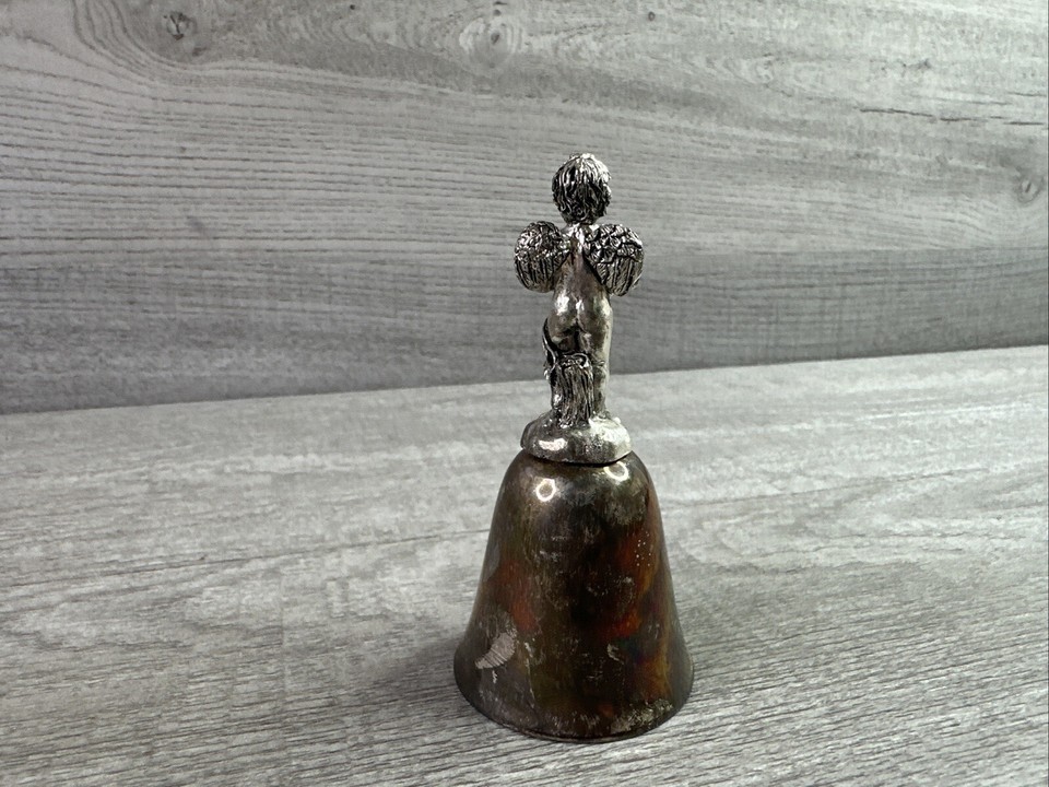 Vintage Godinger Silver Plated Angel Bell Cherub 4'' Hand Bell ...