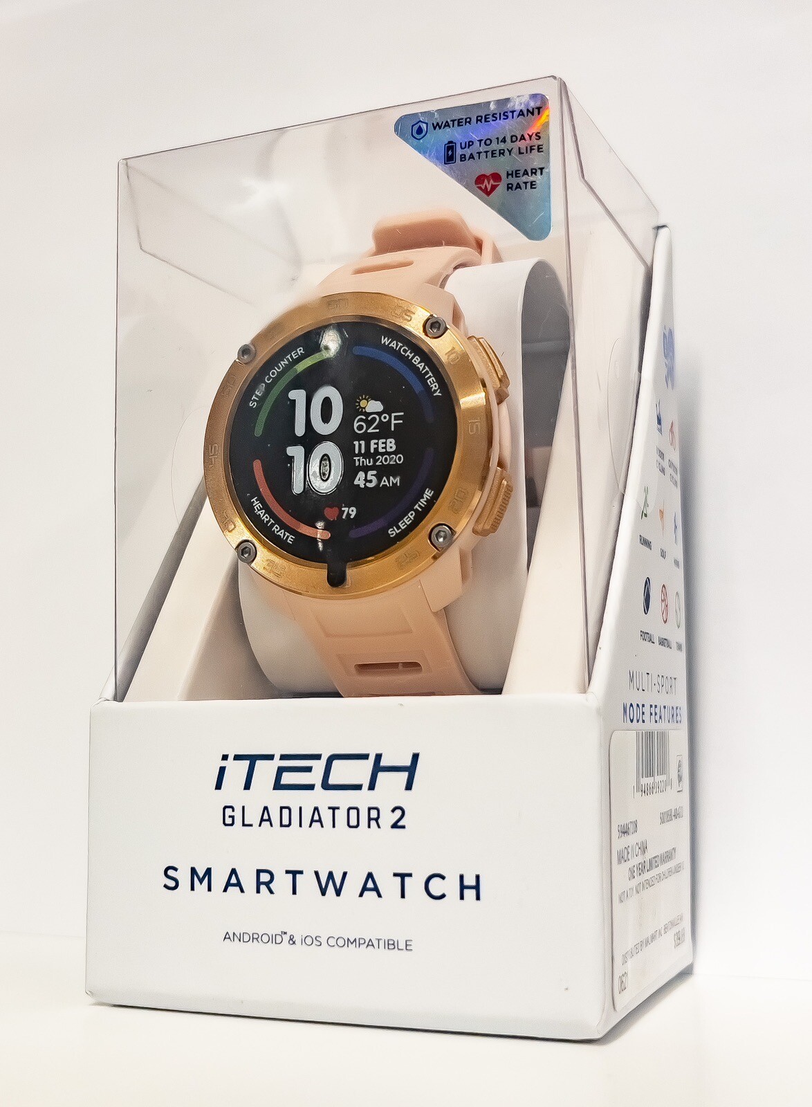 iTech Gladiator 2 Smartwatch (Round Face/Gold Band) | eBay