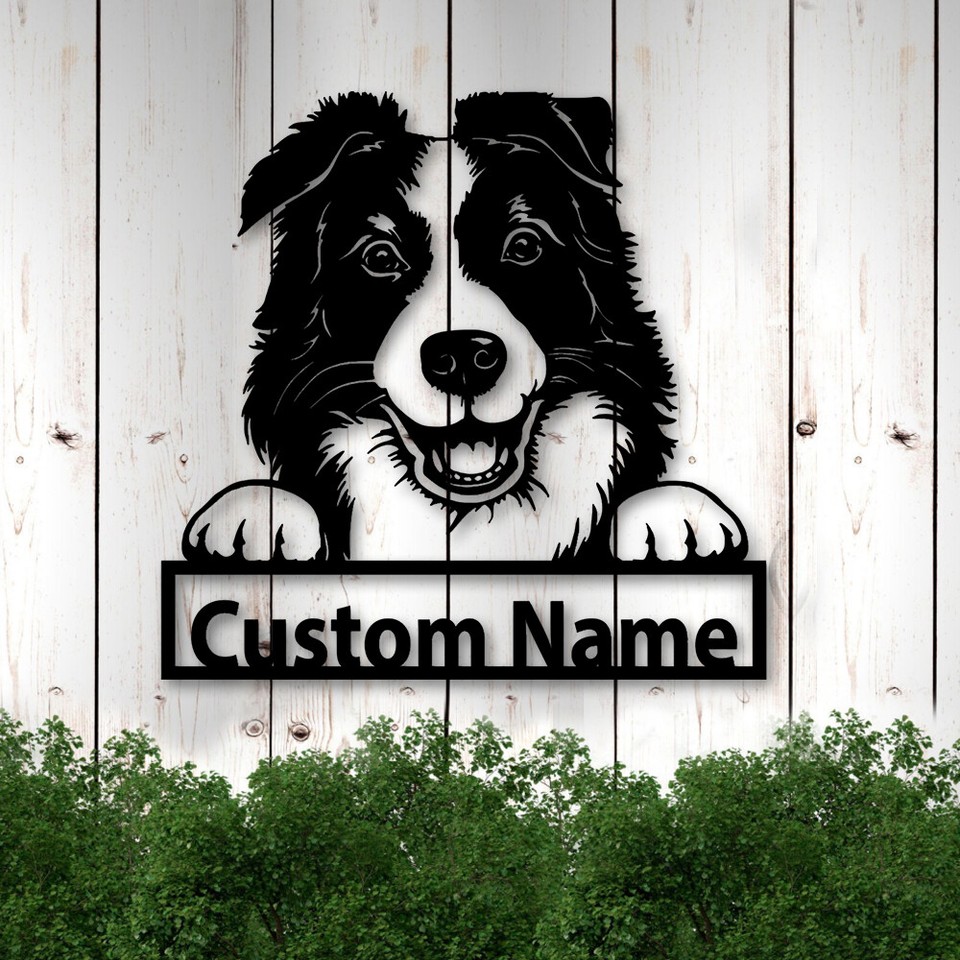 Personalized Border Collie Dog Metal Signs, Custom Dog Wall Decor, Dog ...
