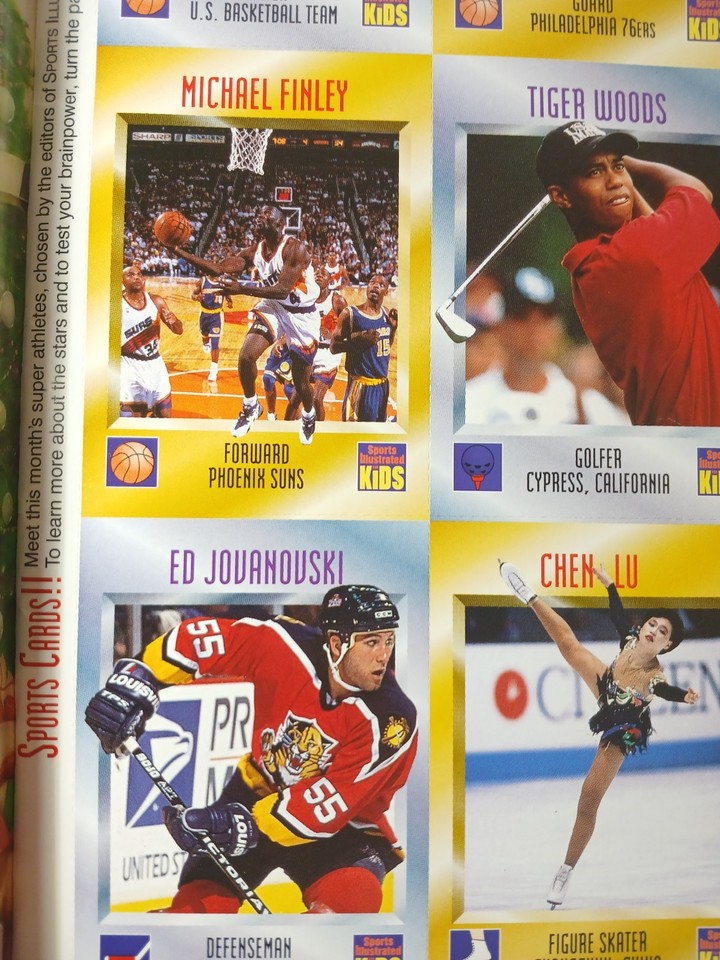 1996 Dec SI For Kids Tiger Woods Rookie Sheet Uncut Card Full Magazine ...
