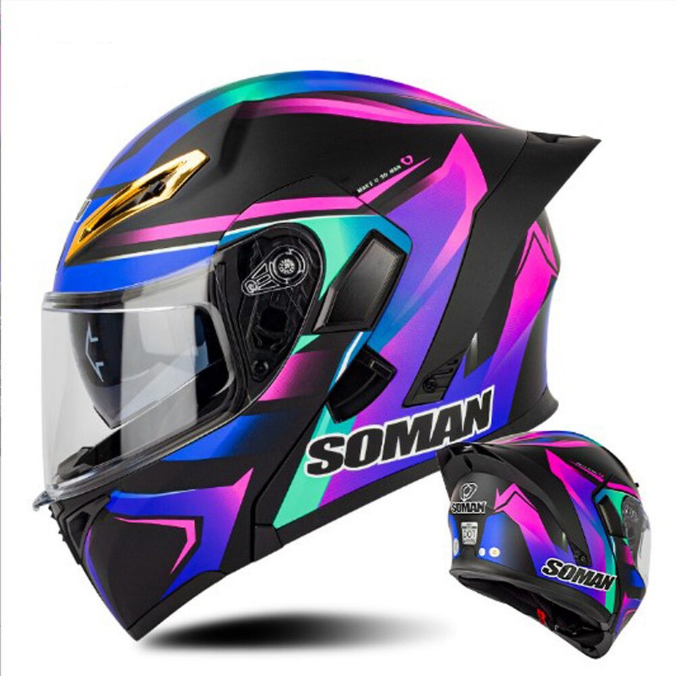 NEW Flip Up Helmet Dual Lens DOT Modular Helmets Ultraviolet-Proof Full ...