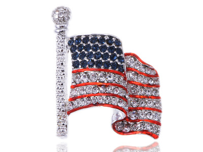Genuine Crystal Rhinestone America USA Flag Fashion Costume Jewelry Pin ...
