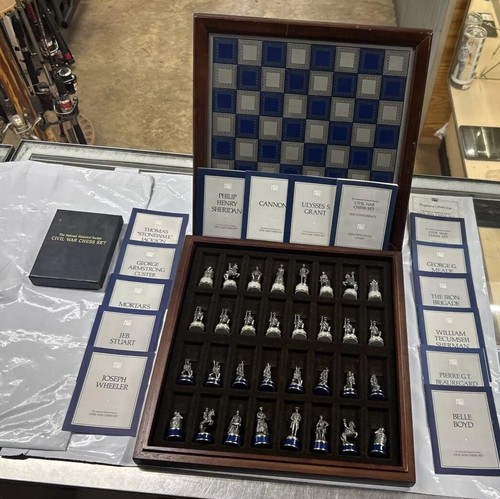 Franklin Mint Civil War Chess Set Pewter Enamel National Historical ...