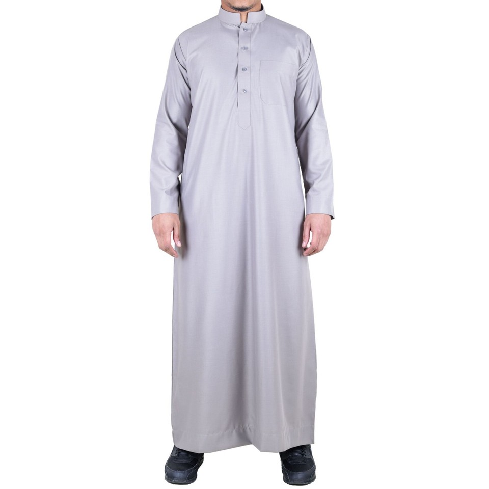 Mens Thobe Jubba Saudi Islamic Arabic Eid Cotton Kaftan Jubbah Umrah ...