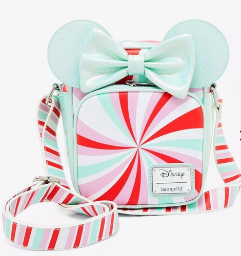 LOUNGEFLY Disney Minnie Mouse Ears Peppermint Crossbody Bag Purse NEW ...