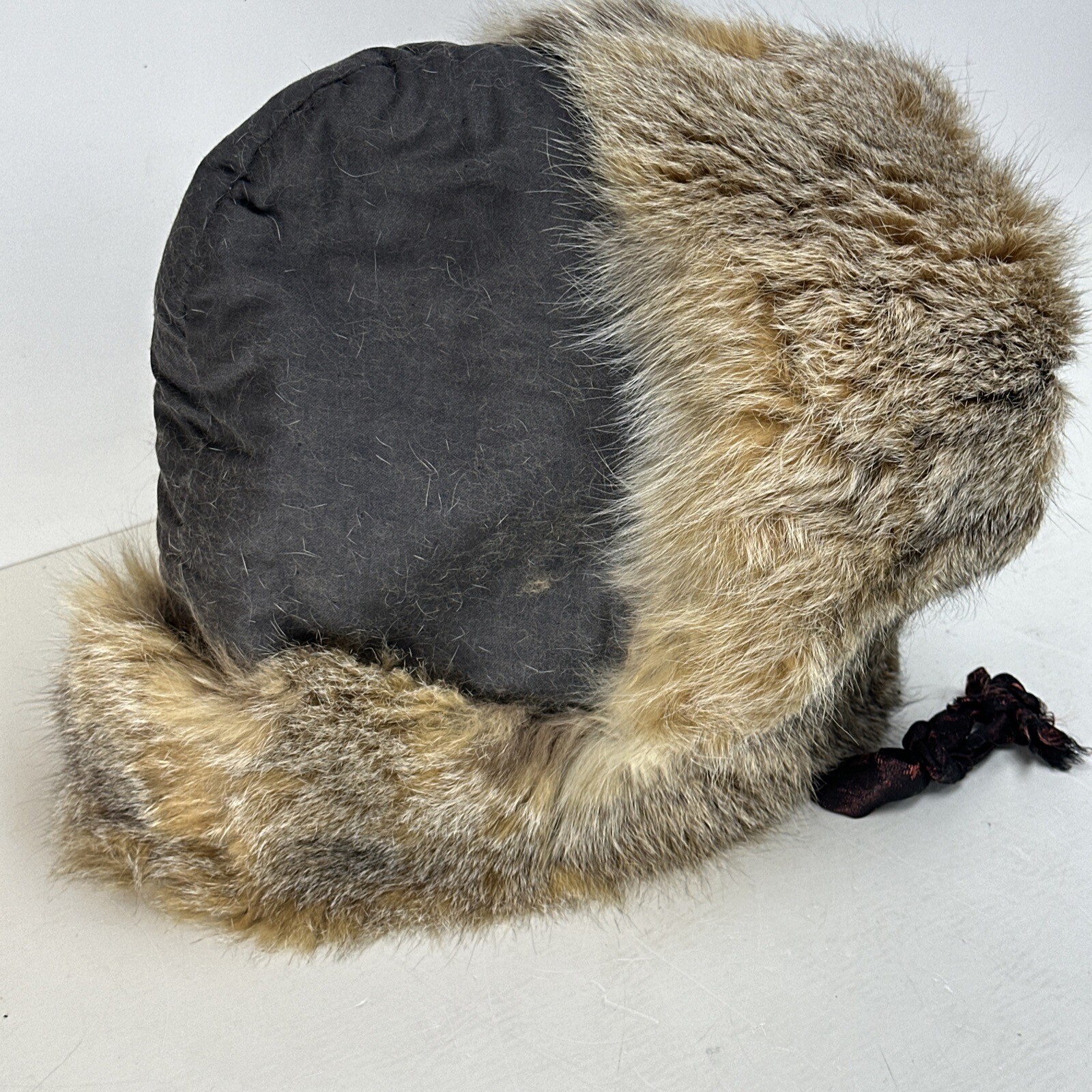 Vintage Real Natural Fur Trapper Hat Hood Rabbit Racc… - Gem