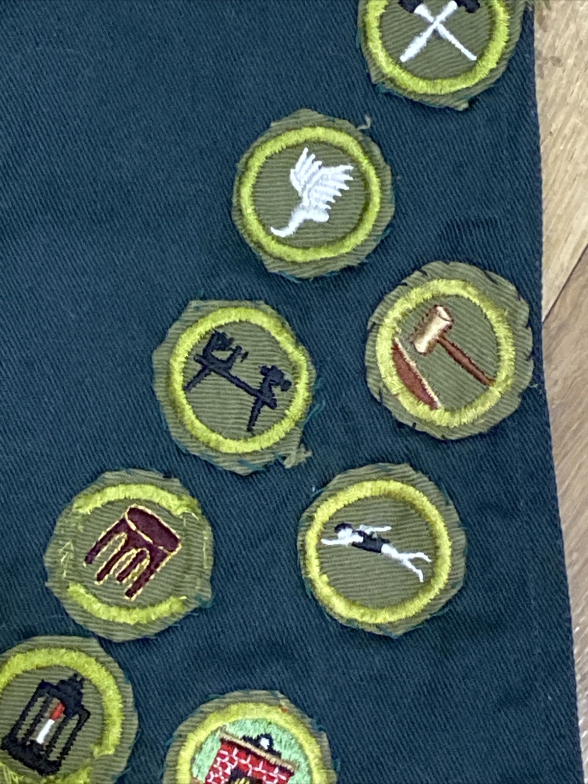 1947-1960 Khaki Narrow Crimped Explorer Merit Badge Sash Boy Scouts 9 Badges | eBay