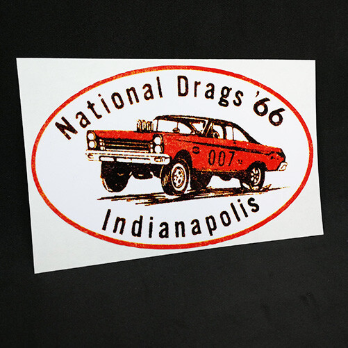 NATIONAL DRAGS '66 INDIANAPOLIS Vintage Style DECAL / STICKER, rat rod ...