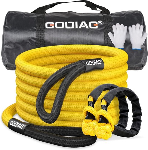 20ft Kinetic Recovery Tow Rope Heavy Duty Energy Rope with 2 Soft ...