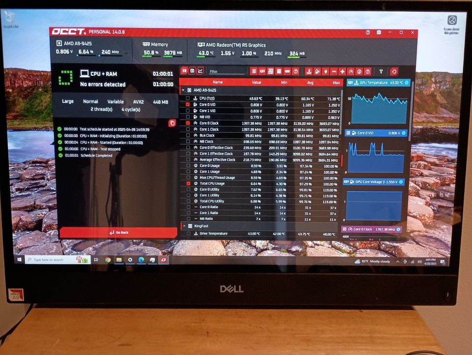 DELL INSPIRON 3475 AIO Computer AMD A9-9 3.10GHz CPU 8GB RAM 240GB SSD ...