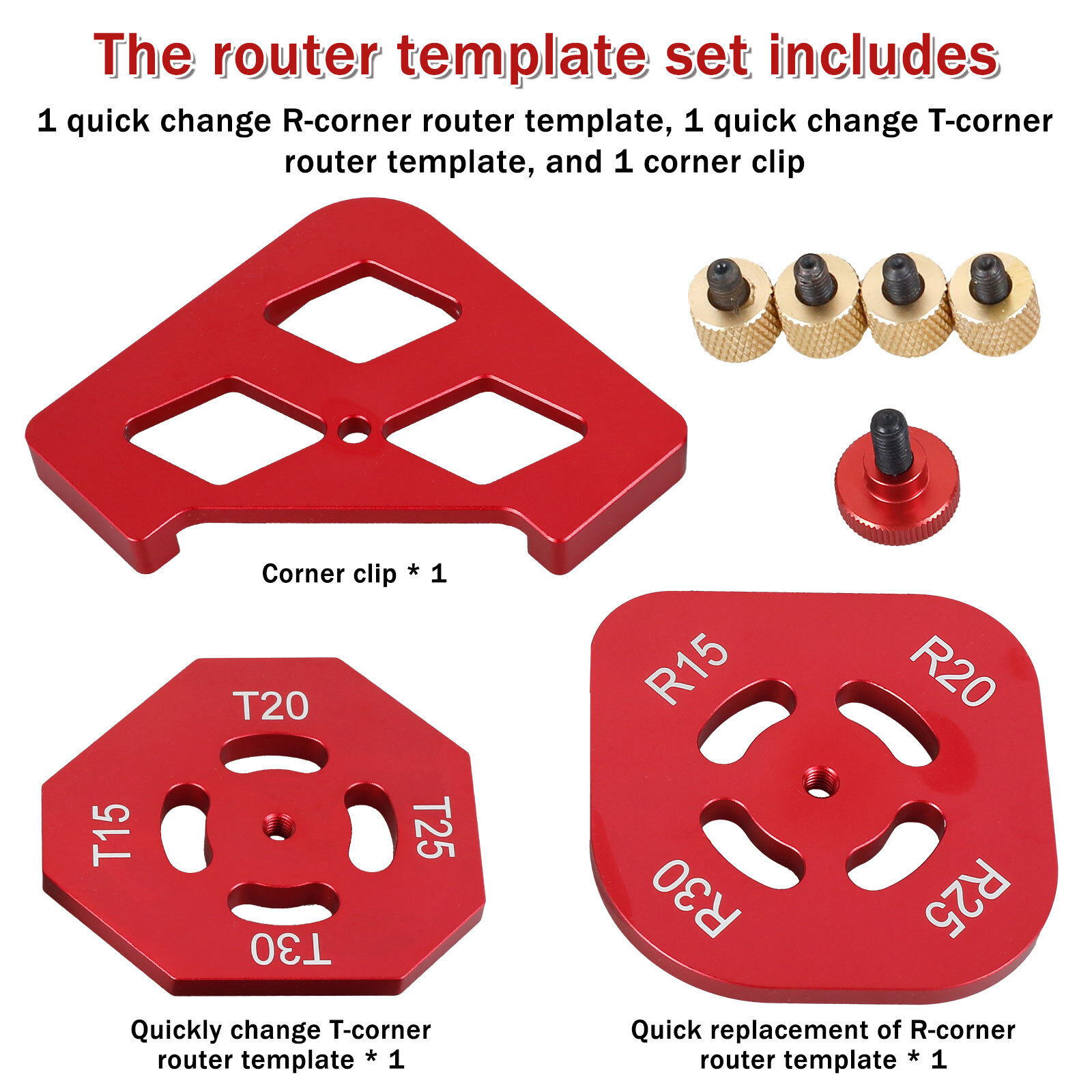 3Pcs Corner Routing Template Set Aluminum Alloy Woodworking Round ...