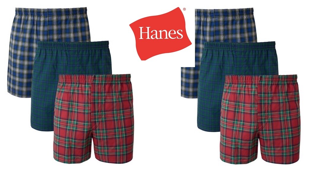 3 or 6 Hanes Men's Woven Boxers Tag-Free Boxer Underwear Shorts Pattern ...