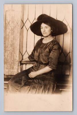 Beautiful Minnesota Woman in Broad Brimmed Hat RPPC Antique Studio ...