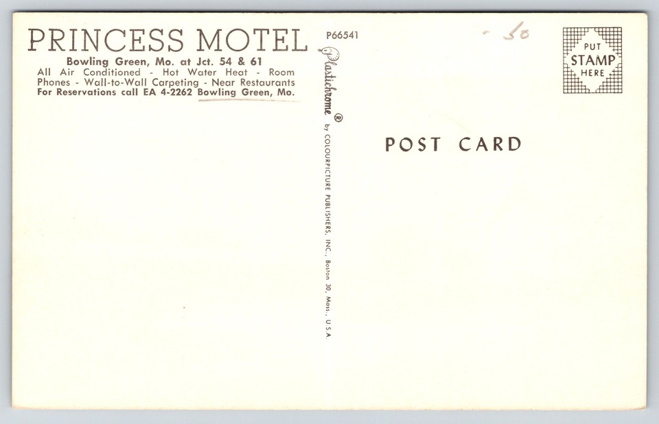 Roadside~Princess Motel @ Bowling Green Missouri~Vintage Postcard | eBay