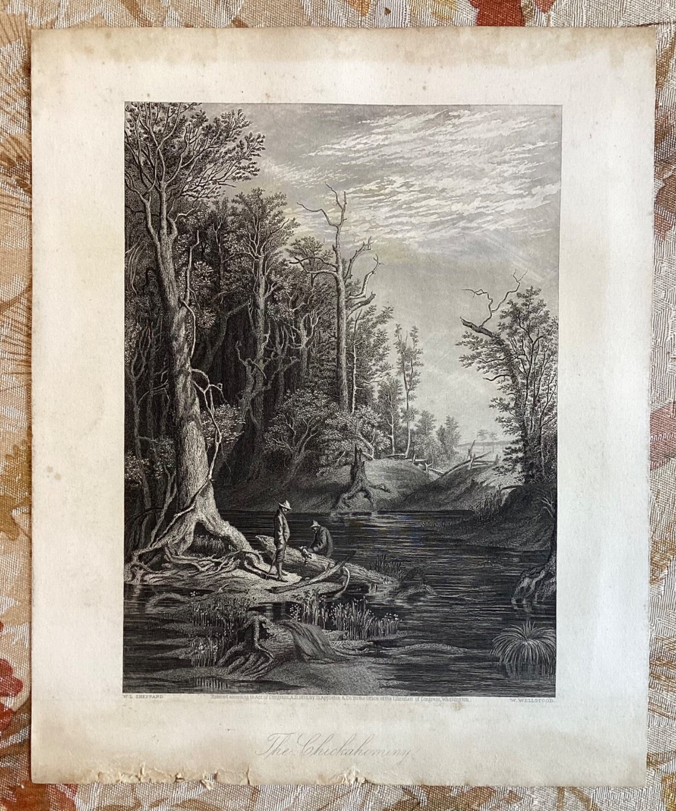 Antique steel engraving: The Chickahominy. W L Sheppard, Wellstood ...