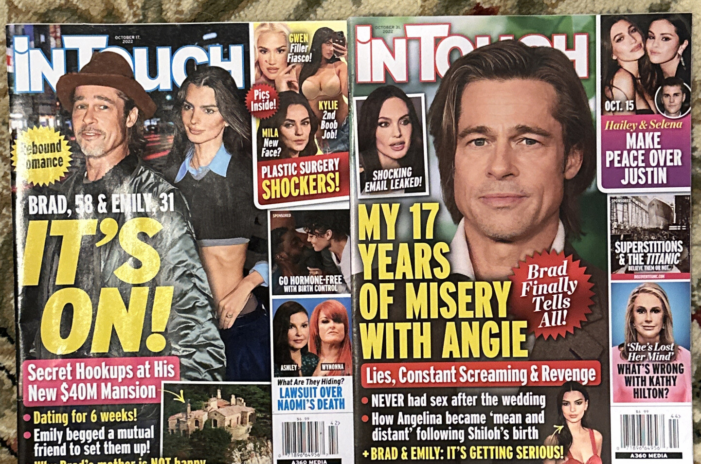 2 Of The In Touch Magazines Together Oct 2022 Brad Pitt | eBay
