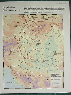 WW2 WWII MAP ~ BATTLE OF BUDAPEST & VIENNA DEC 1944 - MAY 1945 HUNGARY ...