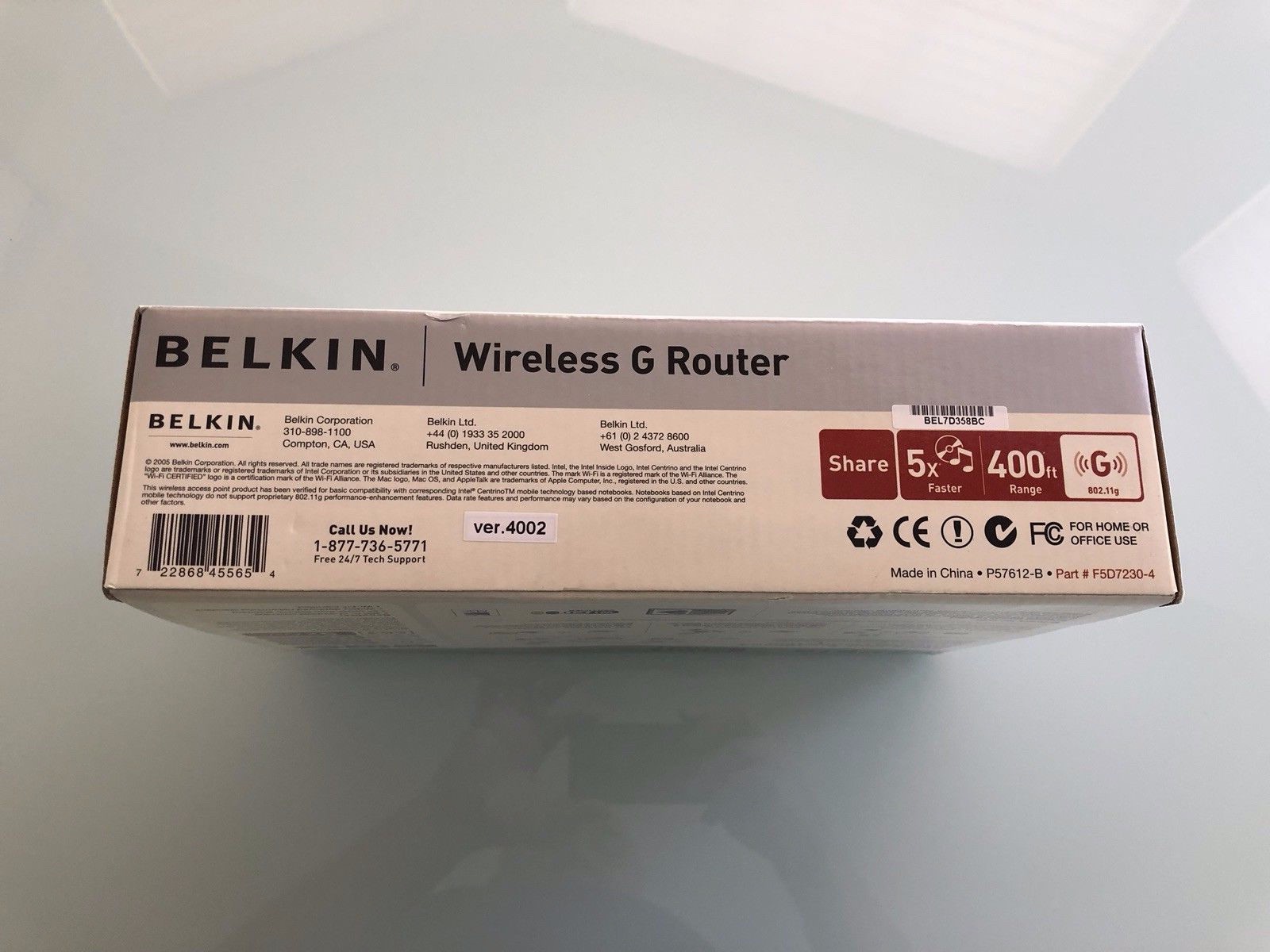 Belkin Wireless G Router, Model F5D7230-4 , 54 Mbps, NEW Condition! In ...