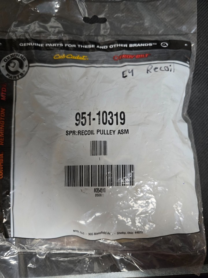 GENUINE OEM MTD CUB CADET TROY BILT 951-10319 Recoil Spring Pulley | eBay