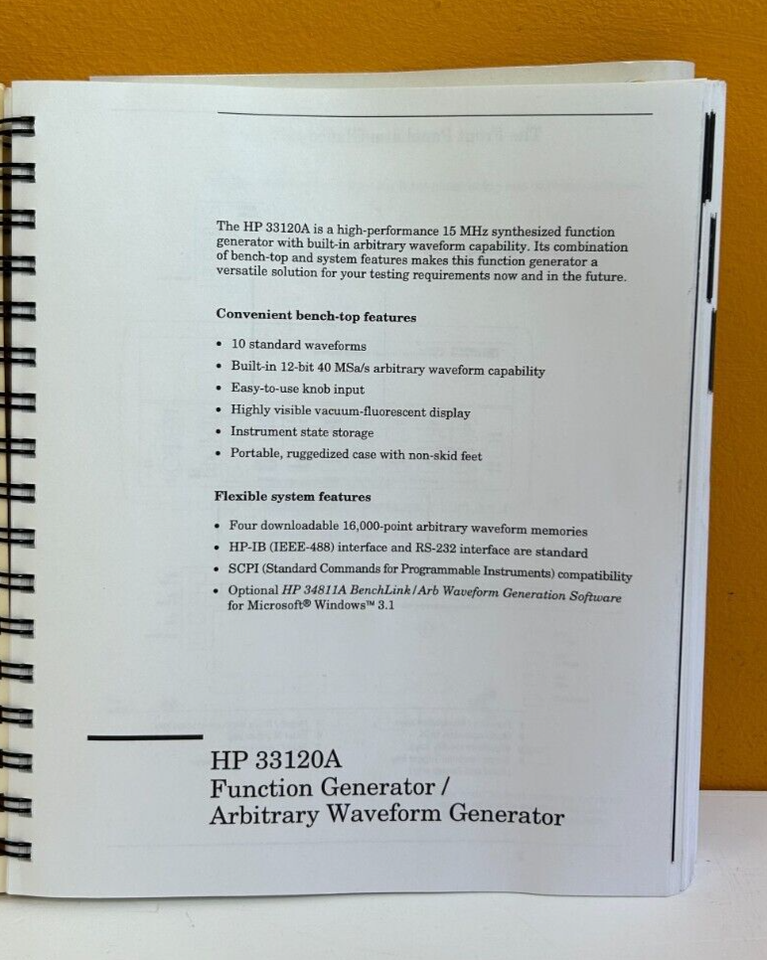 HP 33120-90002 1994 Function / Arbitrary Waveform Generator User's ...