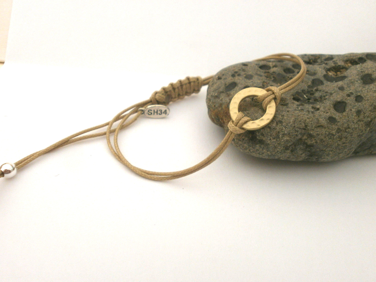 Bracelet " Karma " Charm Of Circle IN Yellow Gold 14kgp Thread Colour ...