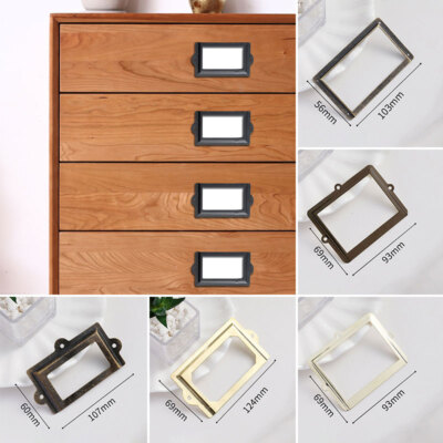 Antique Brass Silver Drawer Label Pull Cabinet Frame Handle Name Card ...