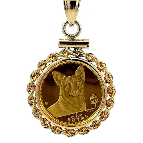 1991 1/25 Oz Royal Pure Gold Corgi Coin Framed 14K Gold Pendant - J425 ...