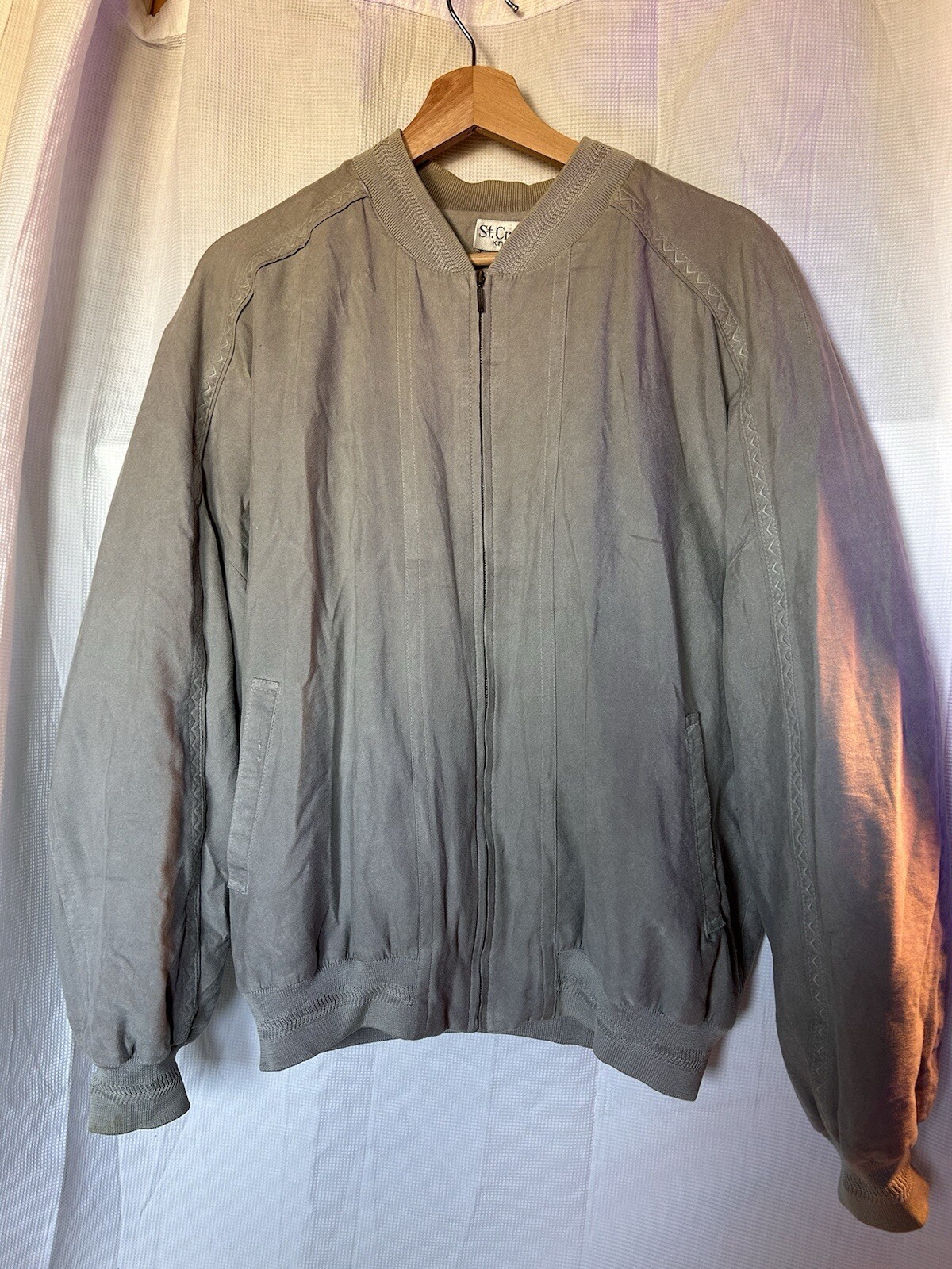 Vintage Gray St Croix Bomber Jacket Mens Medium - Gem