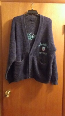 Vtg IOU Men's M Sweater Cardigan Button American Classic Legendary Navy ...