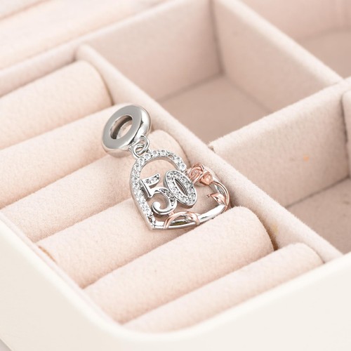 50 50th Birthday Charms for Bracelets Rose Flower Love Heart Charm ...
