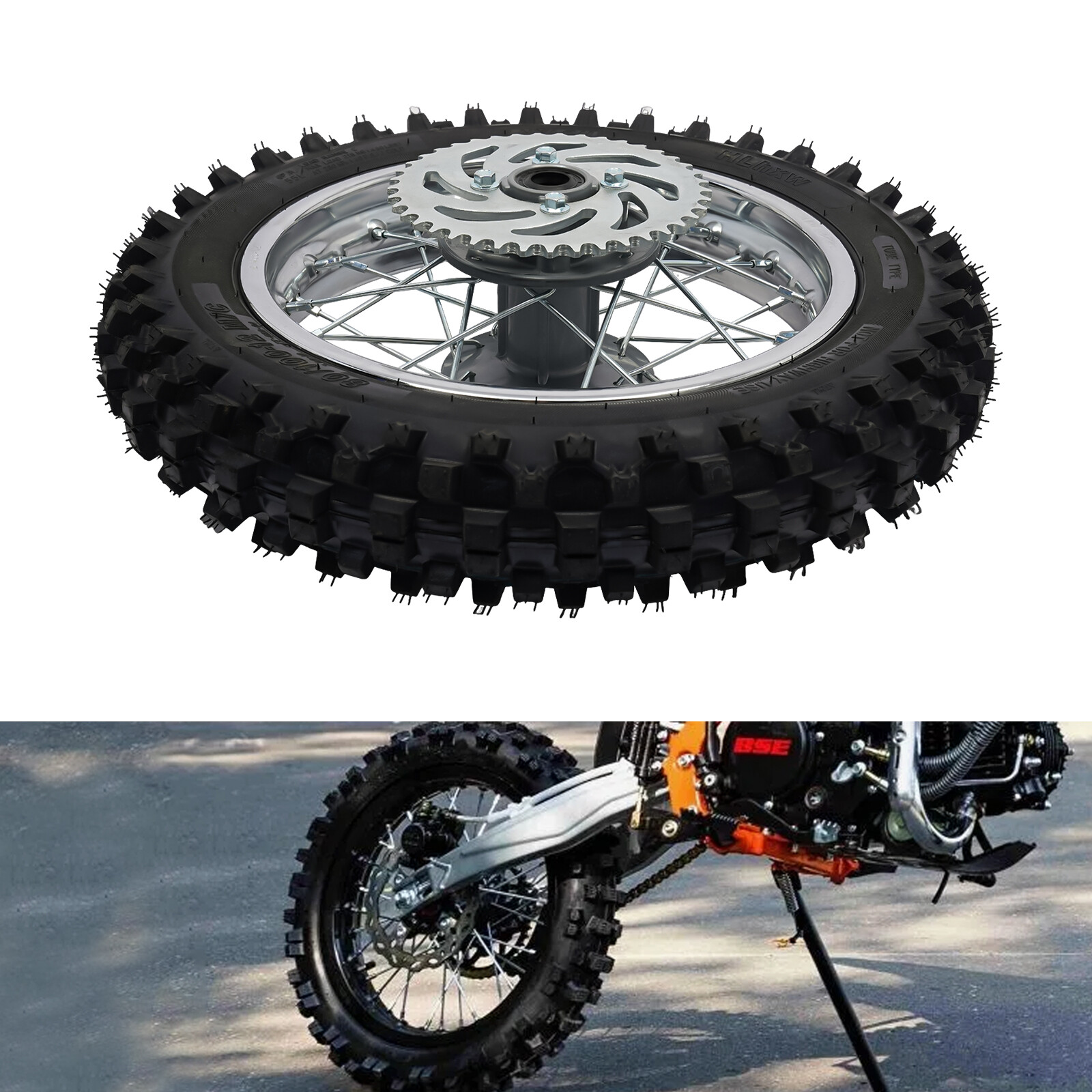 12" Rear Wheel Rim Tire For SSR Pit Bike Dirt Bike 50/70/90/110/125 ...
