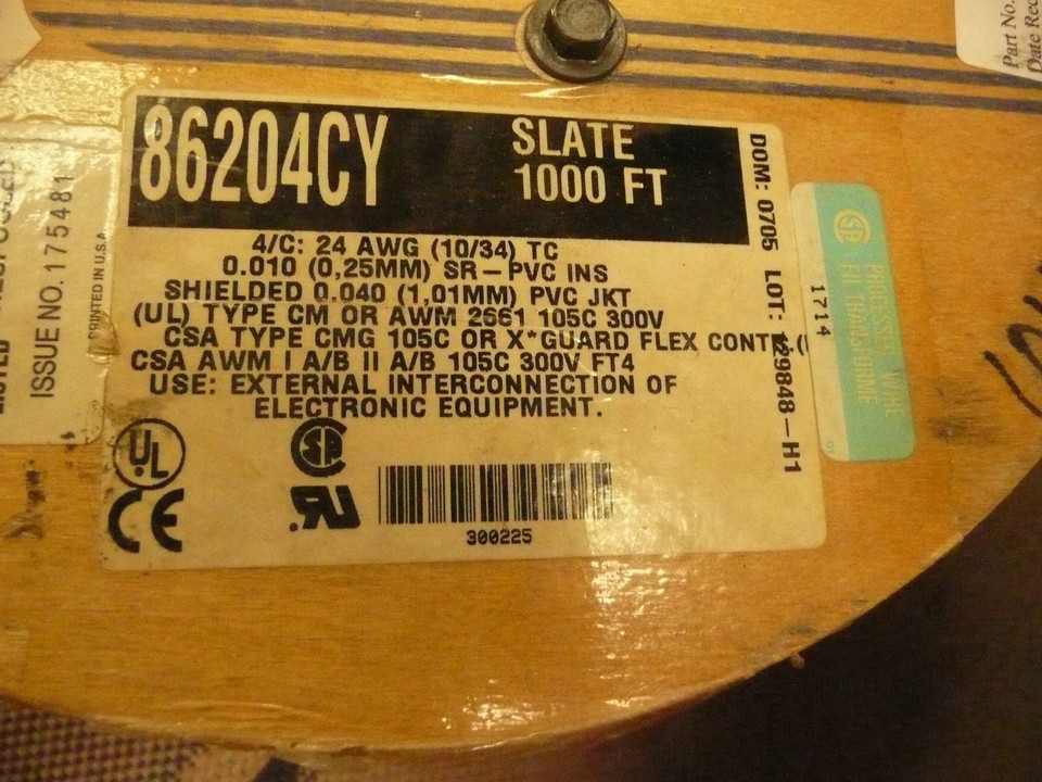 Apha Wire 86204CY CABLE 4COND 24AWG SHLD Grey Factory Reel | eBay